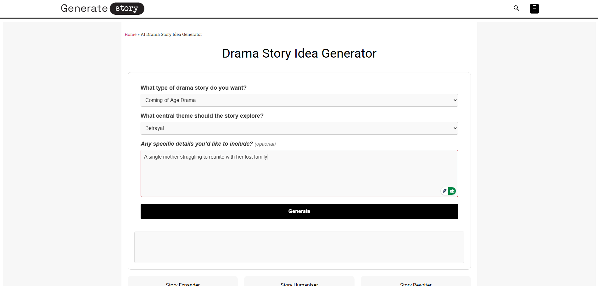 Drama Story Idea Generator [Free, Unlimited]