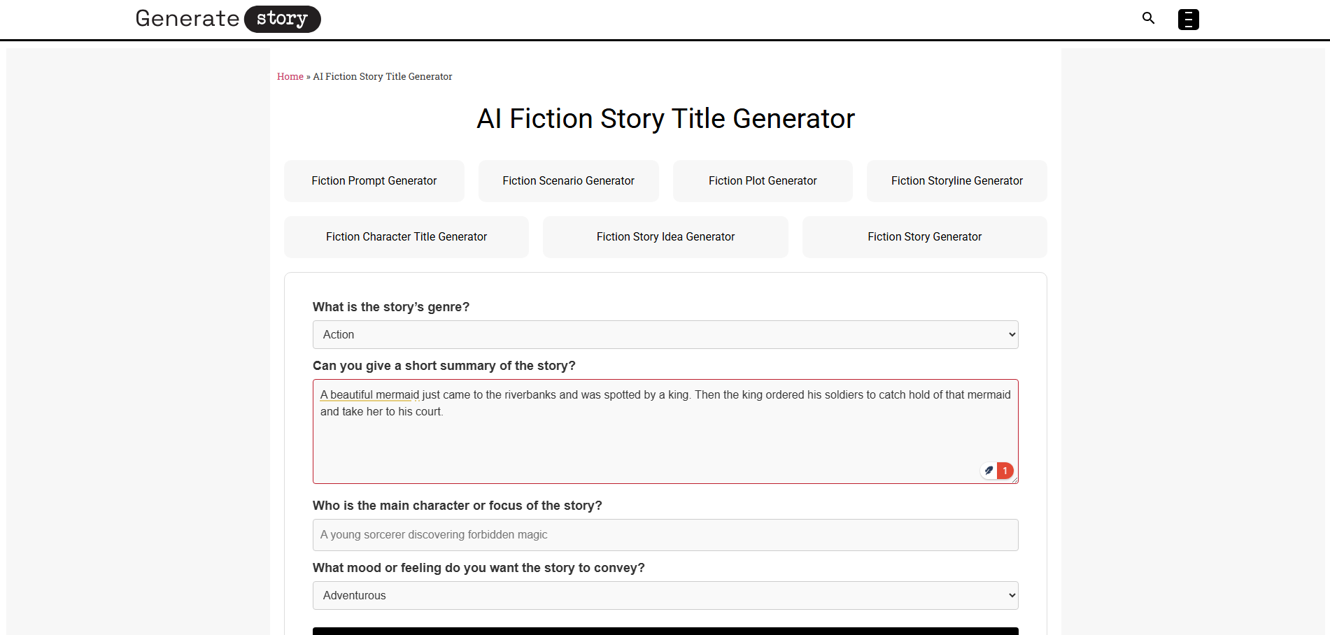 Fiction Story Title Generator [Free, Unlimited]