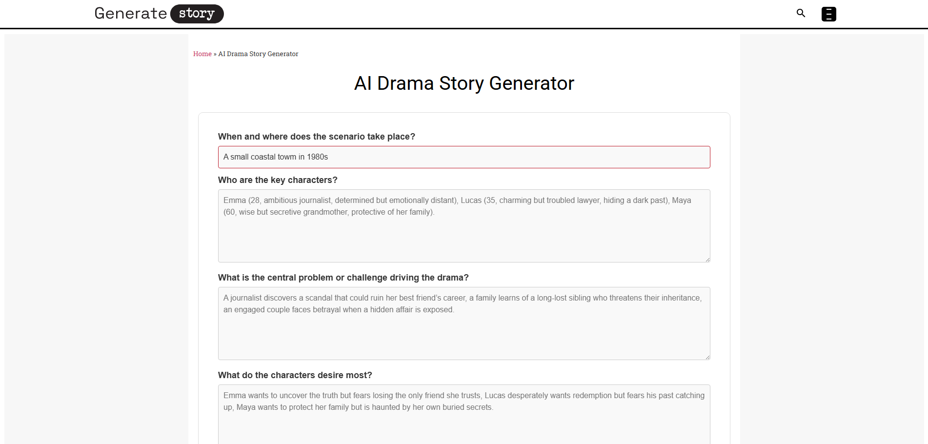 Drama Story Generator [Free, Unlimited]