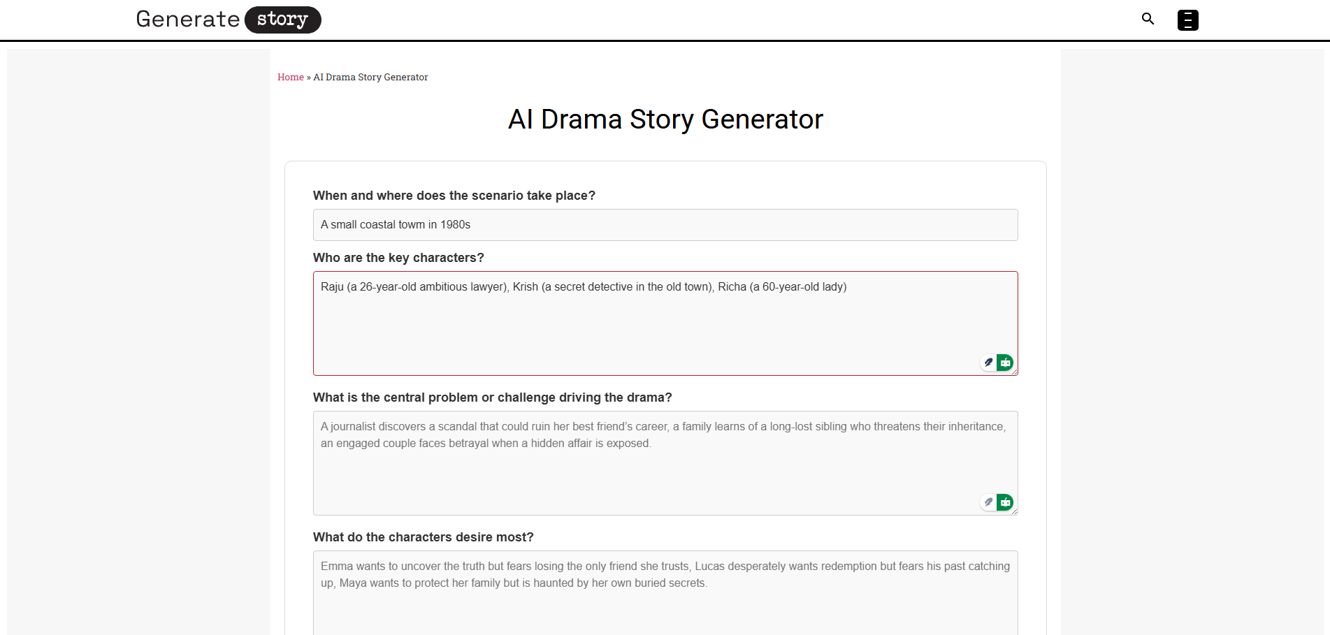 Drama Story Generator [Free, Unlimited]