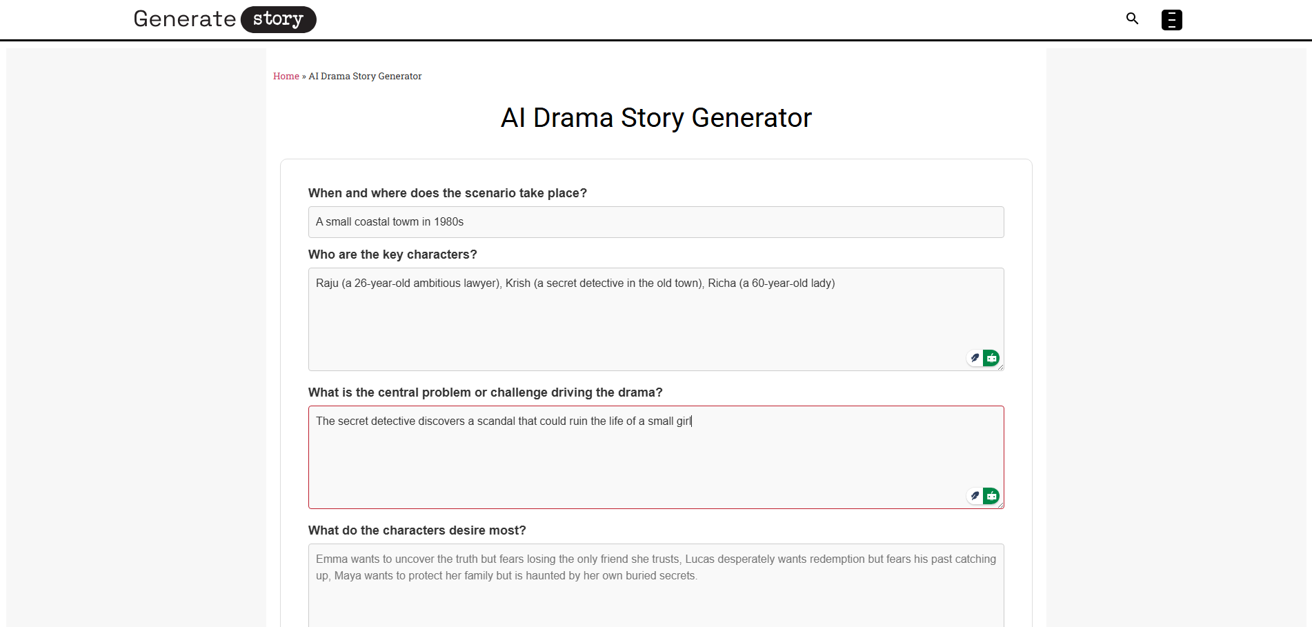 Drama Story Generator [Free, Unlimited]
