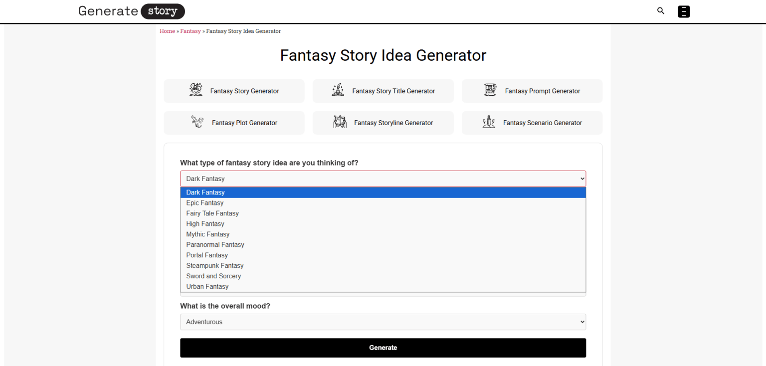 Fantasy Story Idea Generator [Free, Unlimited]
