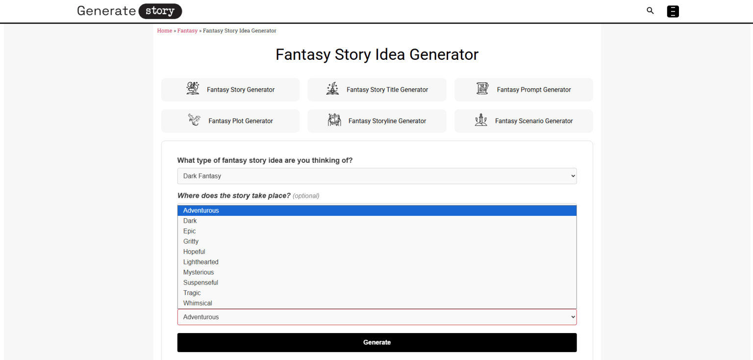 Fantasy Story Idea Generator [Free, Unlimited]