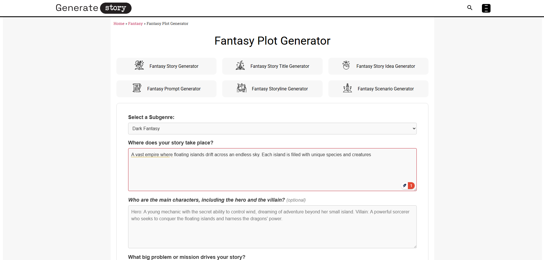 Fantasy Plot Generator [Free, Unlimited]