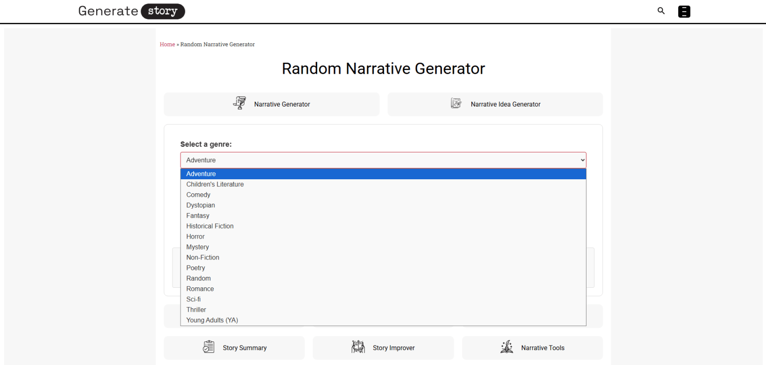 Random Narrative Generator [Free, Unlimited]