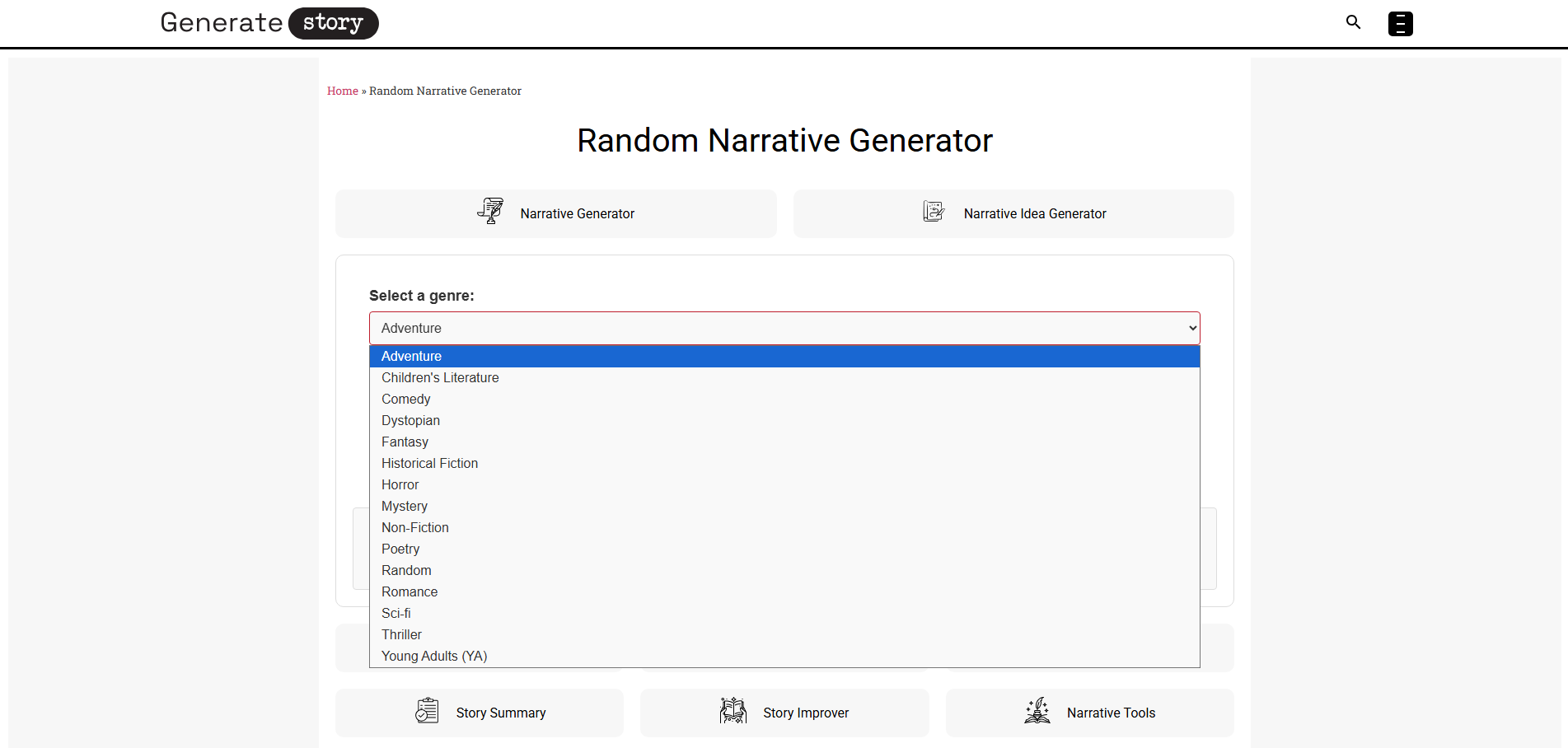 Random Narrative Generator [Free, Unlimited]
